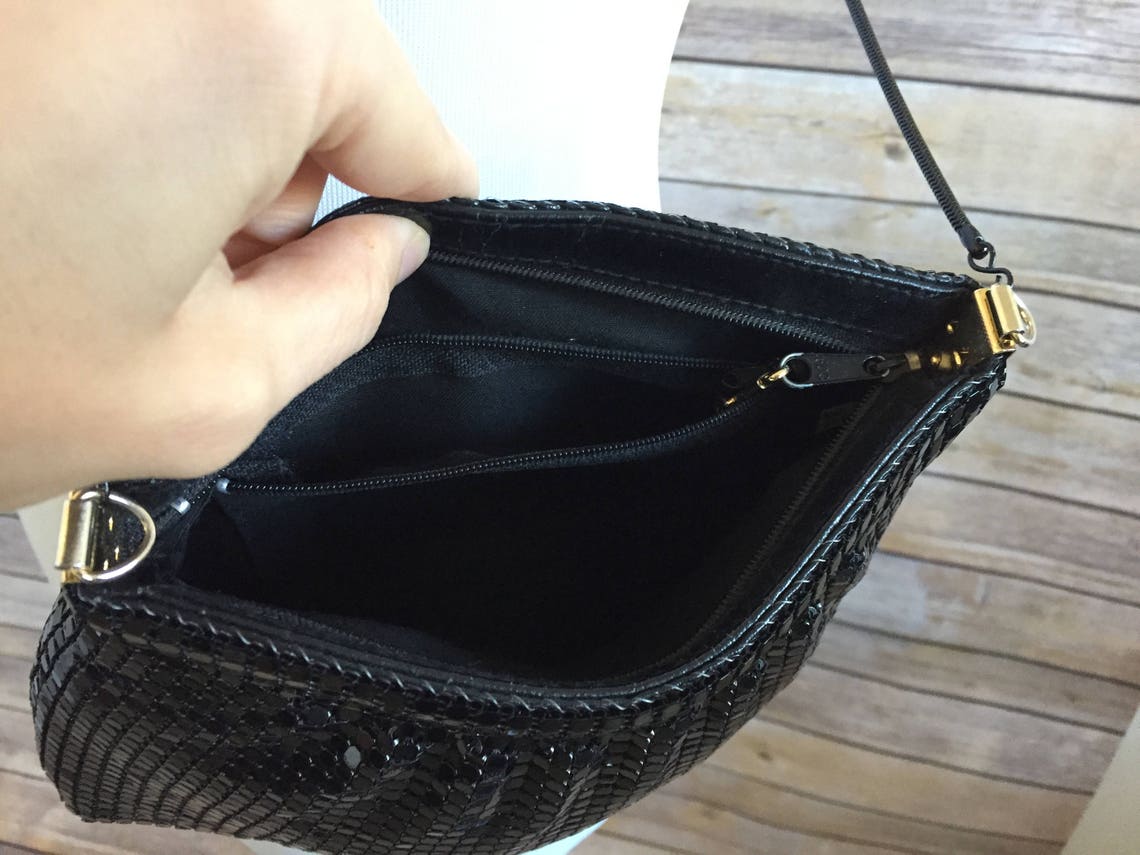 Black Enamel Metal Mesh Purse Vintage Clutch Gold Toned | Etsy