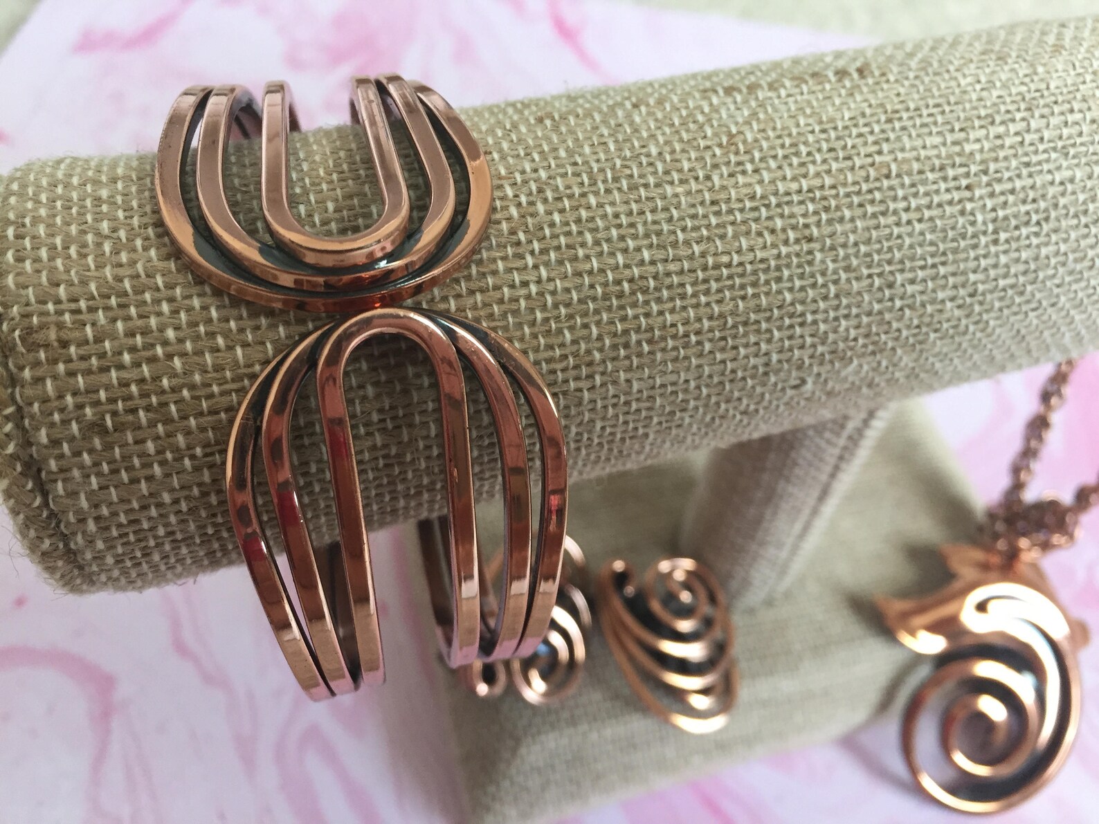Copper Swirl Jewelry Set Vintage Copper Spiraled Necklace | Etsy