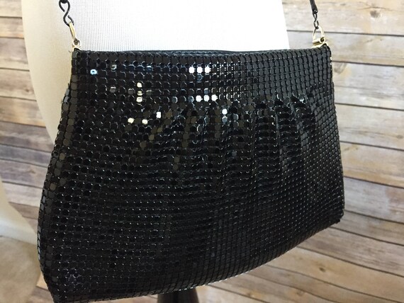 Black Enamel Metal Mesh Purse Vintage Clutch Gold Toned | Etsy