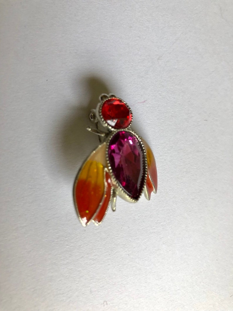 Vintage Avon BW Bug with Red and Pink Rhinestones and Yellow | Etsy