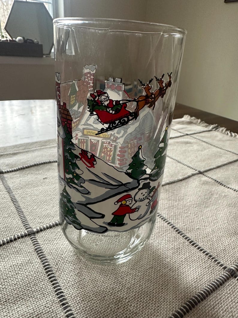 Vintage Coca-cola Christmas Glass Tumbler Snowy Village Toy Shoppe ...