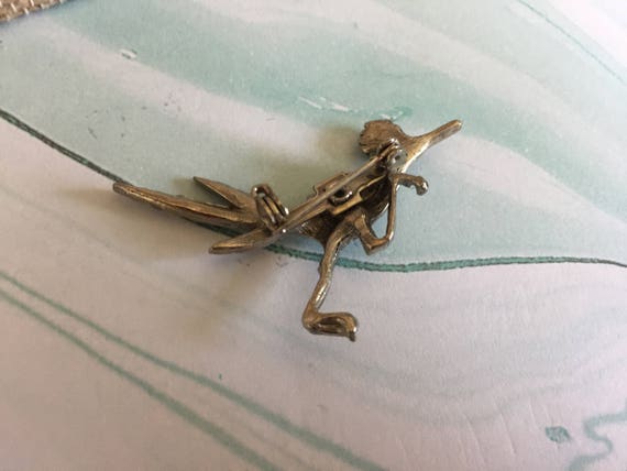 Silver Toned Metal Road Runner with Turquoise Colored… - Gem