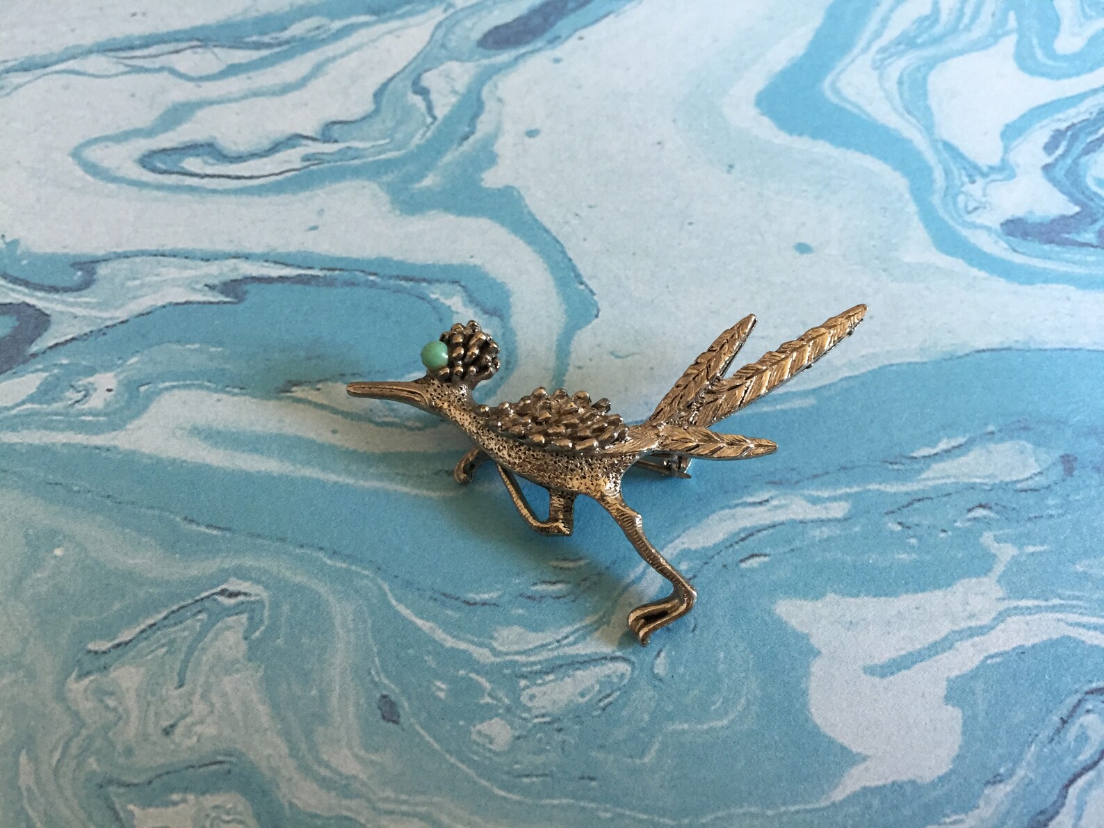 Silver Toned Metal Road Runner With Turquoise Colored Eye | Etsy