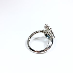 Silver Toned Metal Navy Blue Round Rhinestone Avon Ring Four Ice ...