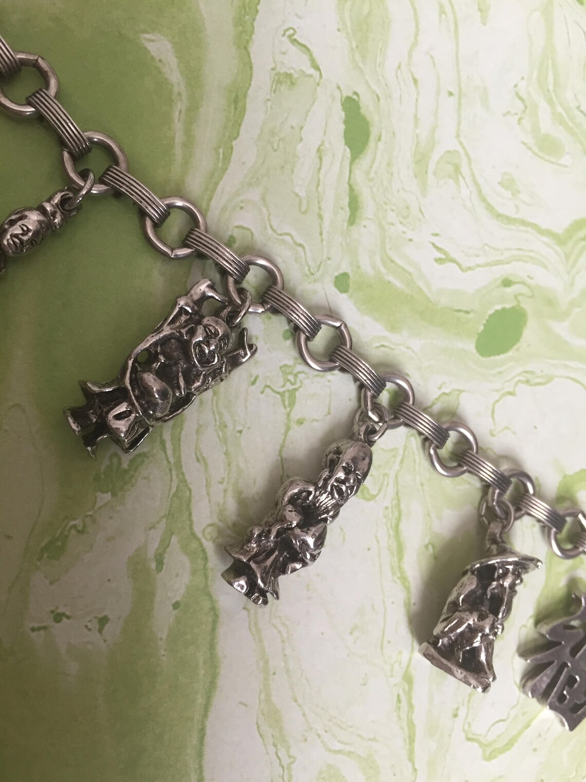 Silver Toned Metal Asian Charm Bracelet Asian Characters - Etsy