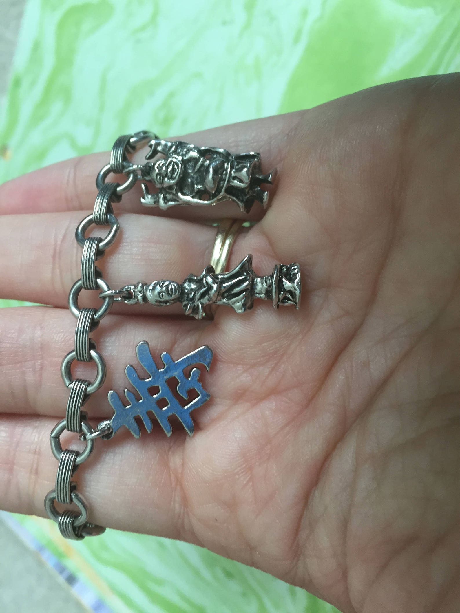 Silver Toned Metal Asian Charm Bracelet Asian Characters - Etsy