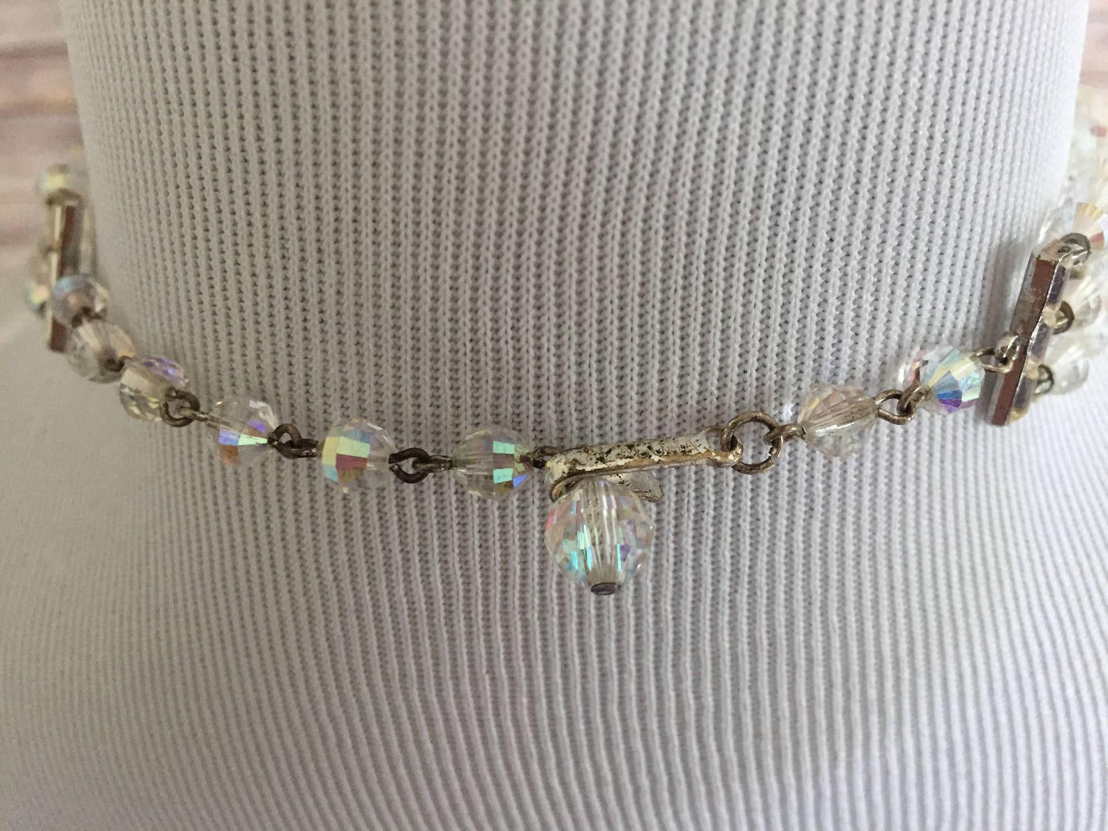 Iridescent Clear Beaded Three Strand Princess Length Necklace - Etsy