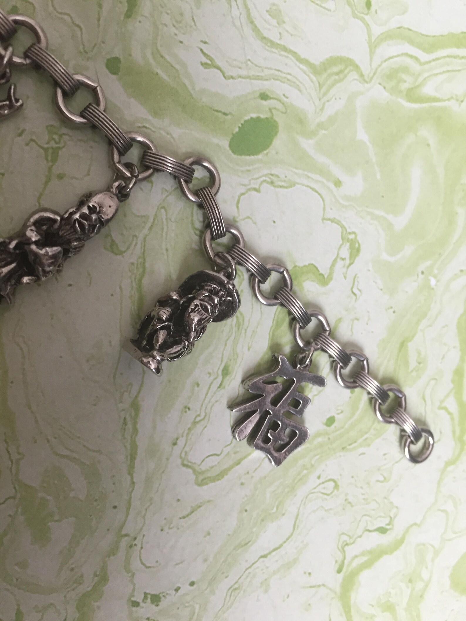 Silver Toned Metal Asian Charm Bracelet Asian Characters - Etsy