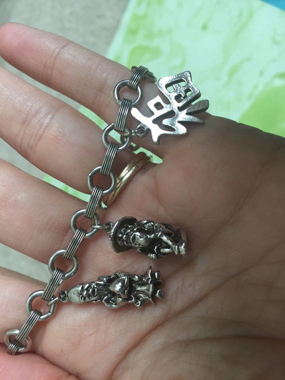 Silver Toned Metal Asian Charm Bracelet Asian Characters | Etsy
