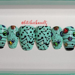 Planets and Space Press on Nails, Outer Space Press on Nails, Solar ...