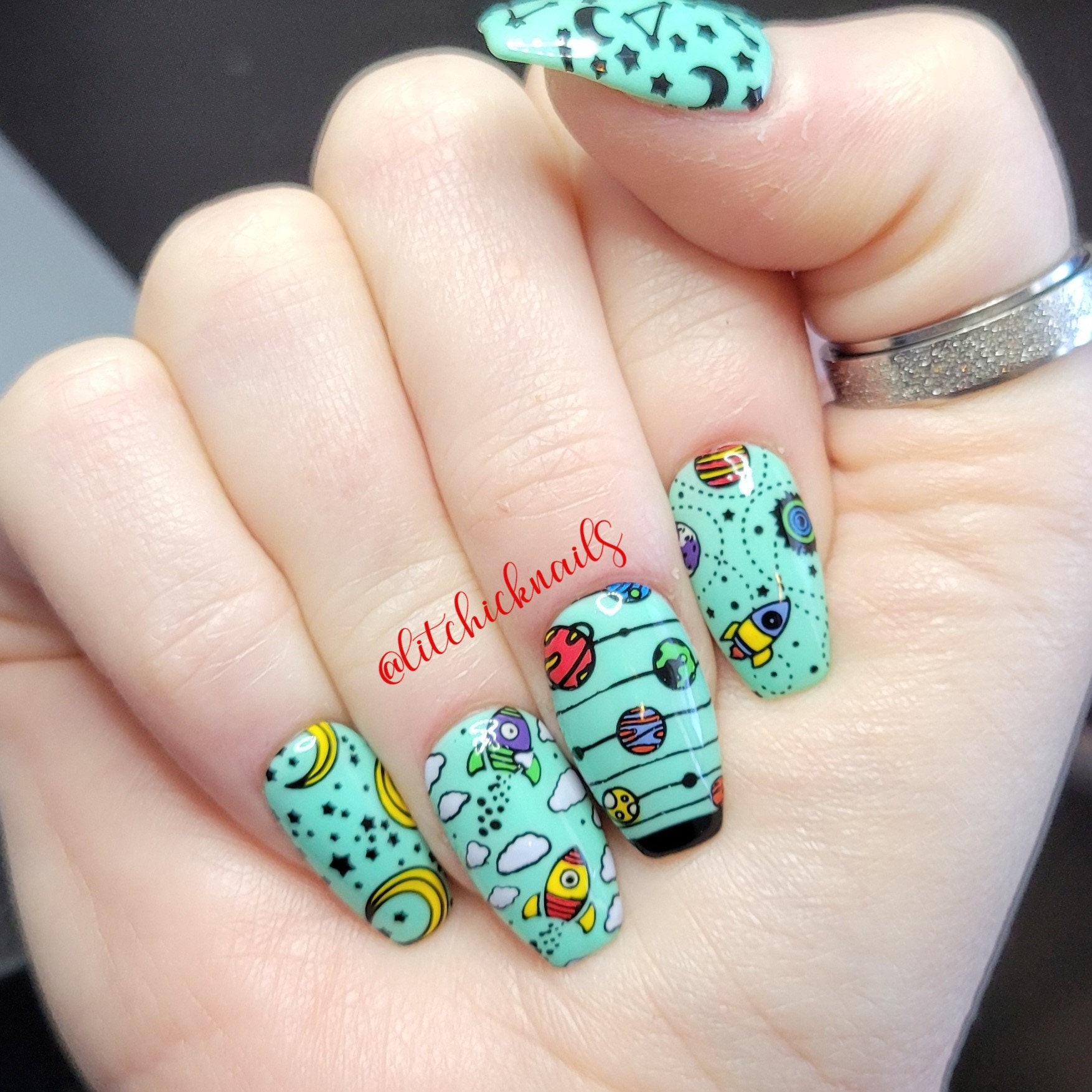 Planets and Space Press on Nails, Outer Space Press on Nails, Solar ...