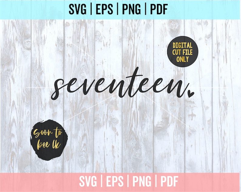 Seventeen Svg 17 svg 17th birthday Cut File 17th birthday | Etsy