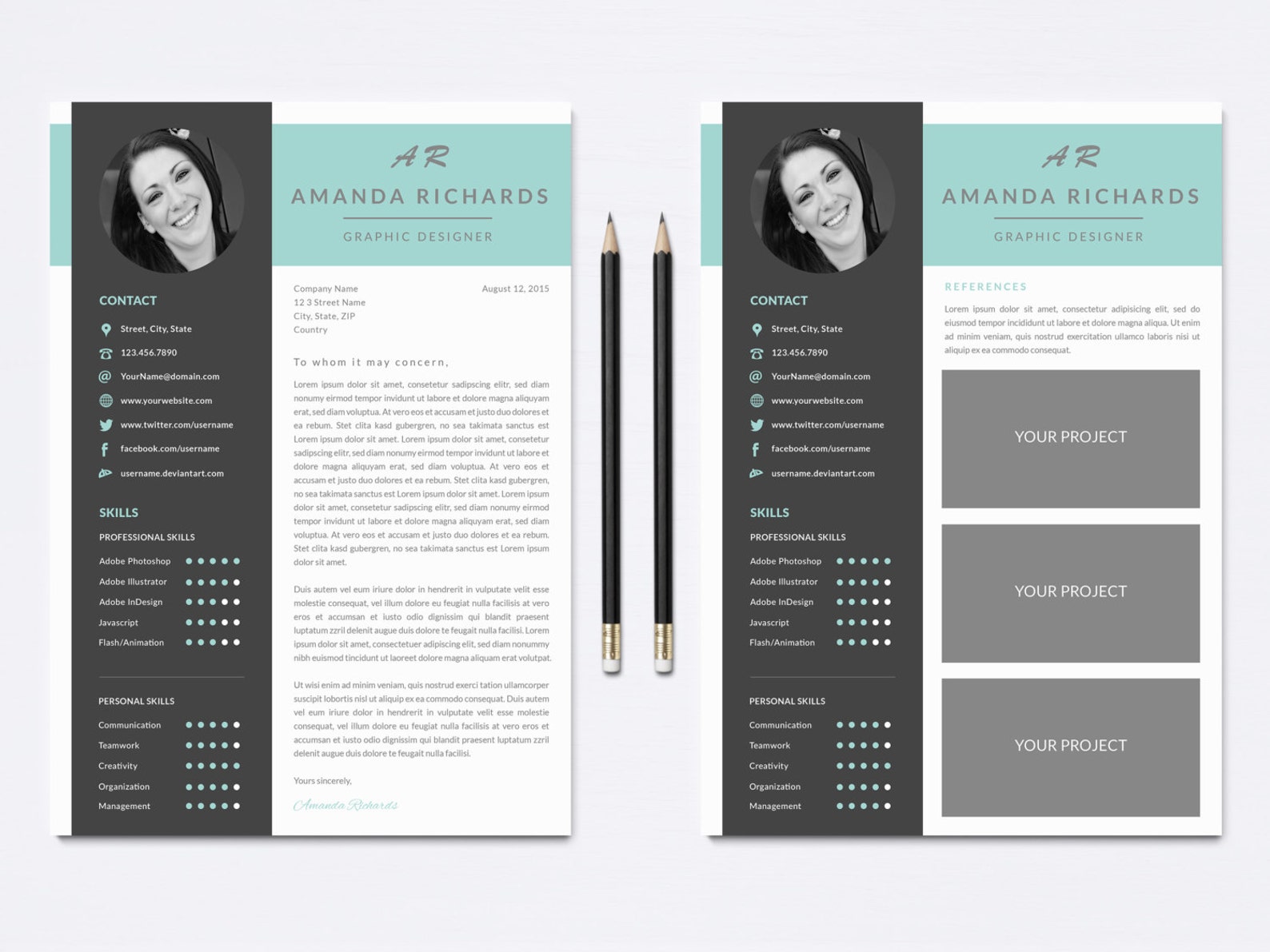 Resume Template 001 for Photoshop CV, Cover Letter, Portfolio Page A4 ...