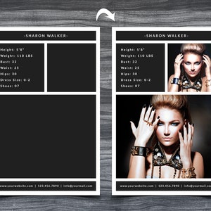Model Comp Card Template for Photoshop 001 - 5.5" X 8.5" - Modeling ...