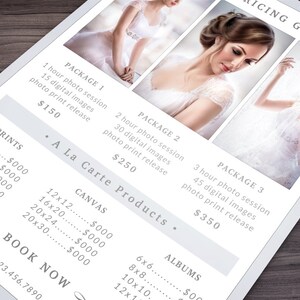 Photography Pricing Guide Template for Photoshop 002 8.5 X 11 Price ...