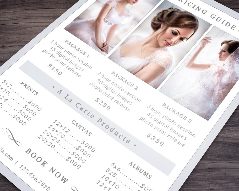 Photography Pricing Guide Template for Photoshop 002 8.5 X 11 Price ...