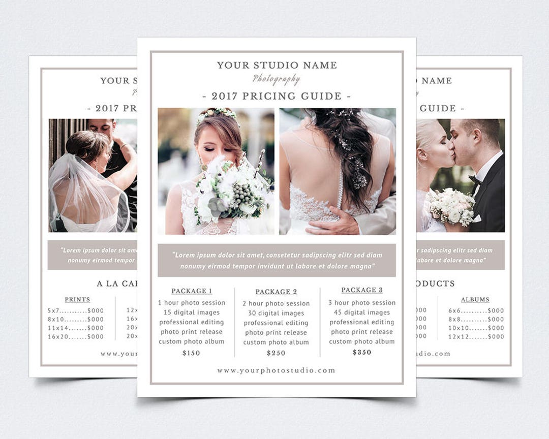Photography Pricing Guide Template for Photoshop 010 - 8.5" X 11" Price ...