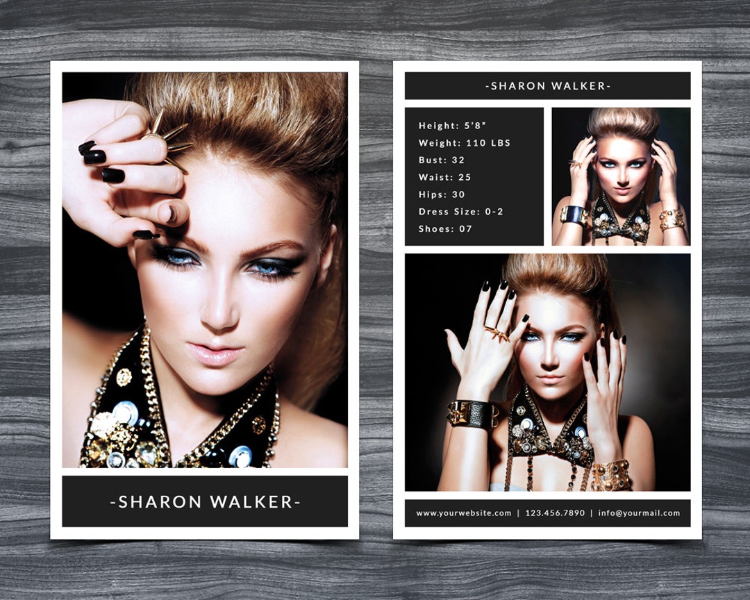 Model Comp Card Template for Photoshop 001 - 5.5" X 8.5" - Modeling ...