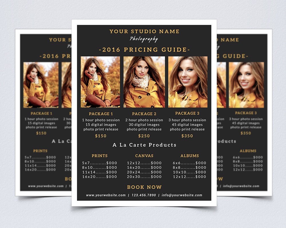 Photography Pricing Guide Template for Photoshop 003 - 8.5" X 11" Price ...