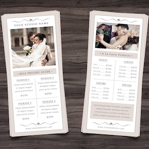 Photography Rack Card Template for Photoshop 001 - 4" X 8" Pricing ...