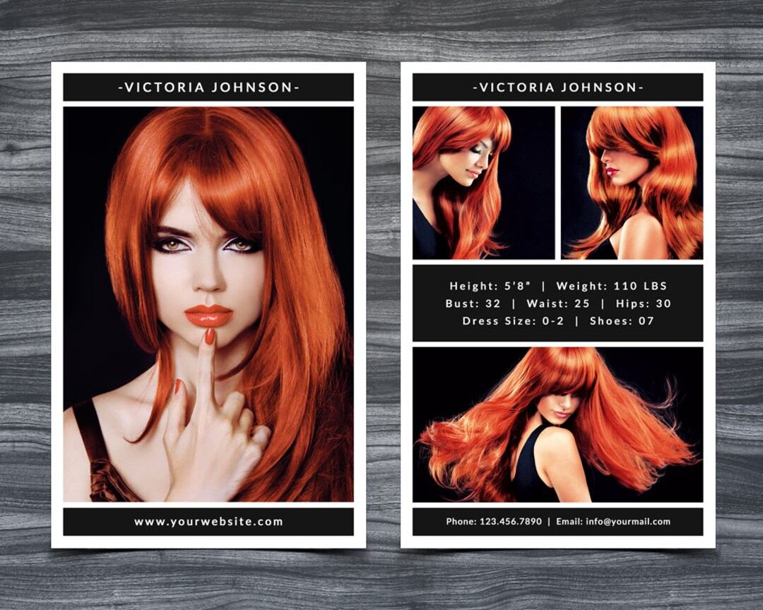 Model Comp Card Template for Photoshop 002 - 5.5" X 8.5" - Modeling ...