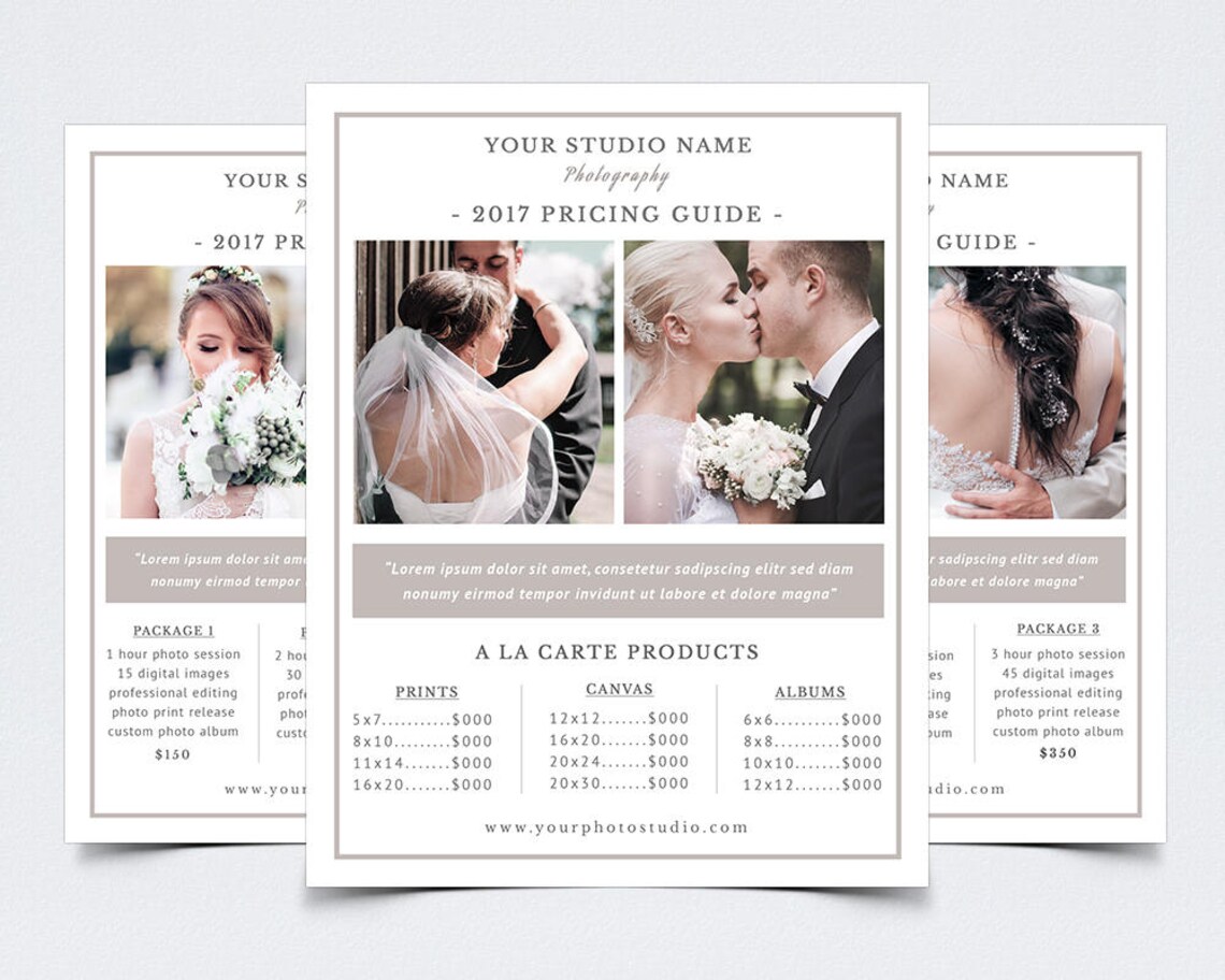 Photography Pricing Guide Template for Photoshop 010 - 8.5" X 11" Price ...