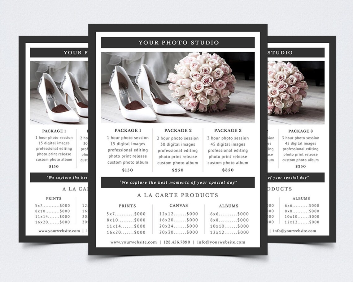 Photography Pricing Guide Template for Photoshop 013 - 8.5" X 11" Price ...