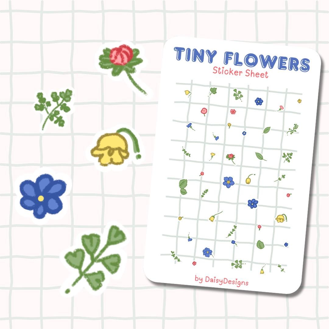 Super Tiny Floral Accent Stickers Hand-drawn Sticker Sheet - Etsy