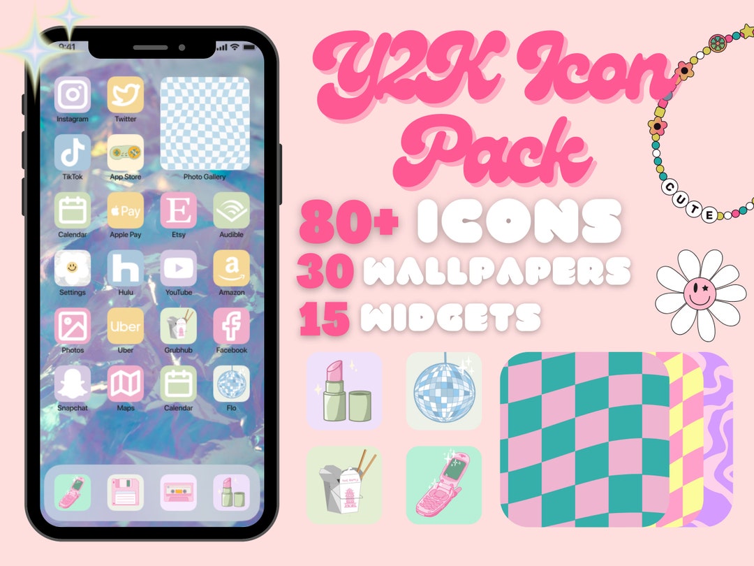Y2K IOS Android Icon Theme Pack 80 Aesthetic Icons Retro - Etsy