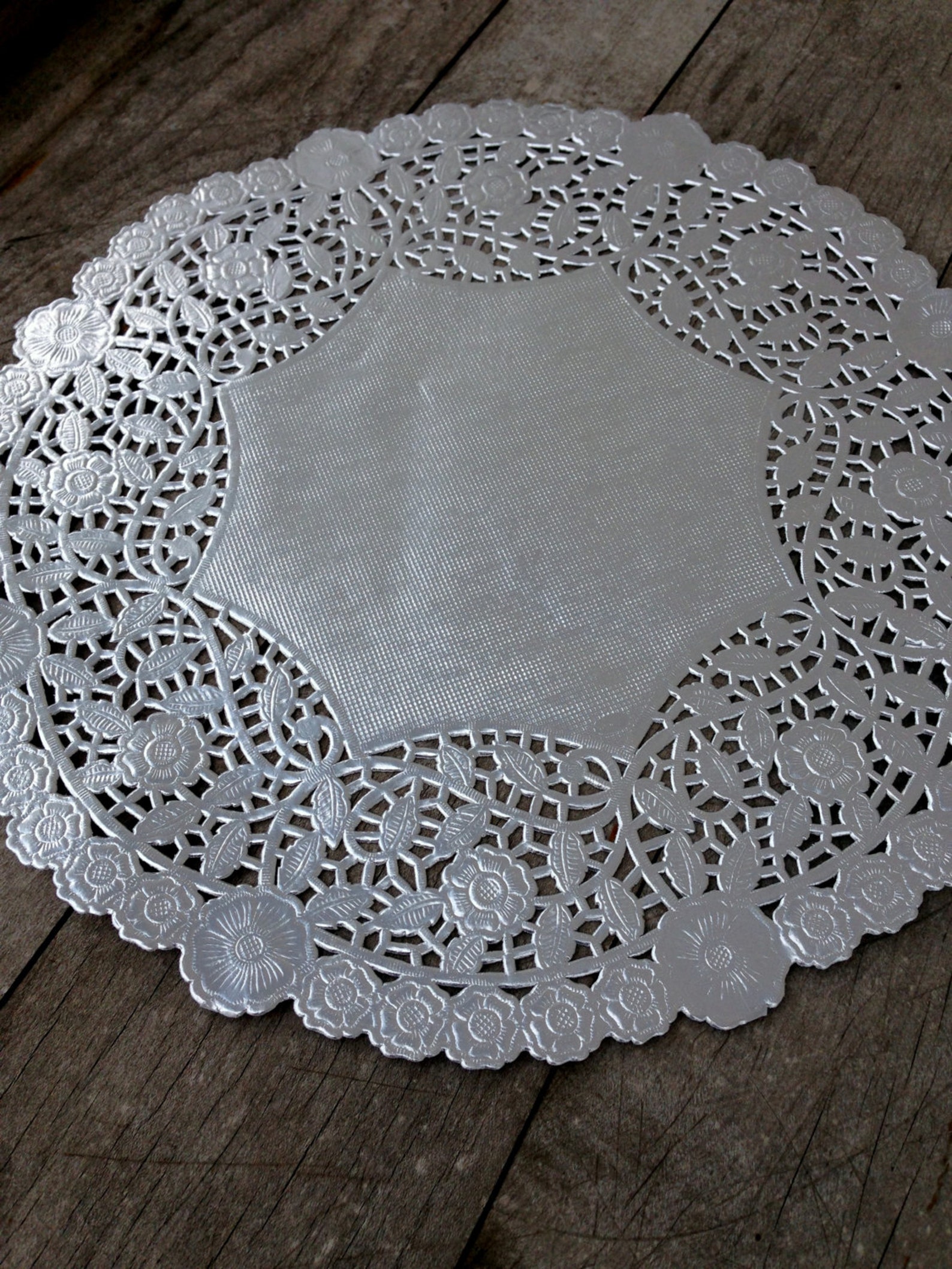 60 - 12" Silver Doily | Charger Plate | Metalic Lace Doily | Paper ...