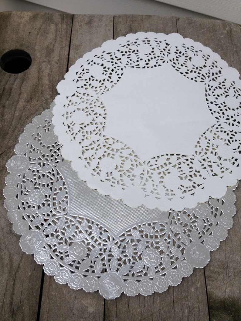 Silver Doily 12 Inch Silver Lace Foil Doilies Fancy | Etsy