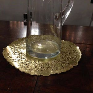80 Gold Doily | 12" Inch Gold Lace Foil Doilies | Fancy French Lace ...