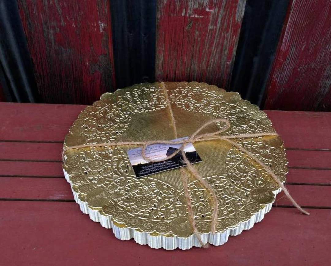 Gold Doily | 12" Inch Gold Lace Foil Doilies | Fancy French Lace Doily ...