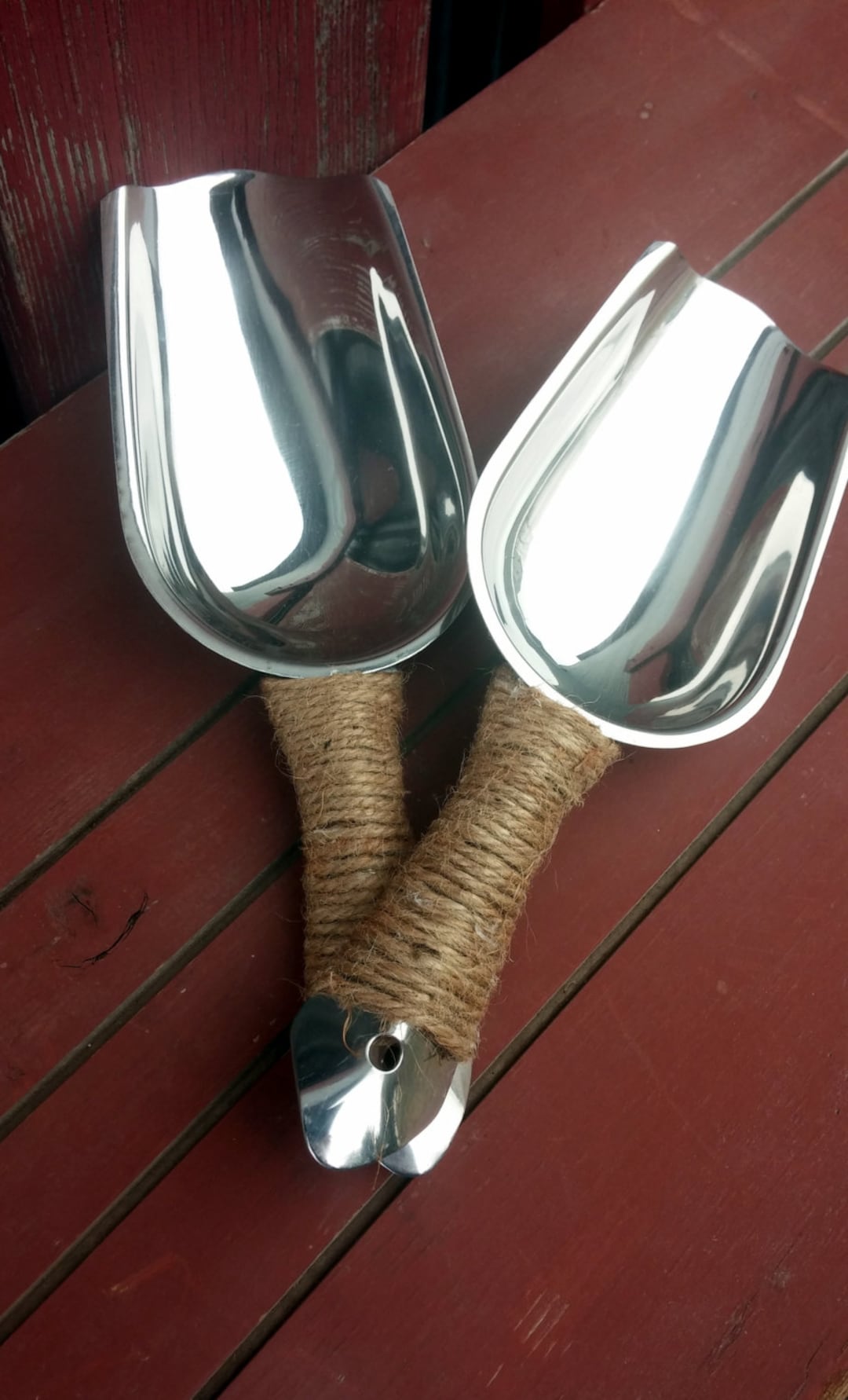 Set of 2- Rustic Candy Scoop Large Stainless Steel Food Buffet Server ...
