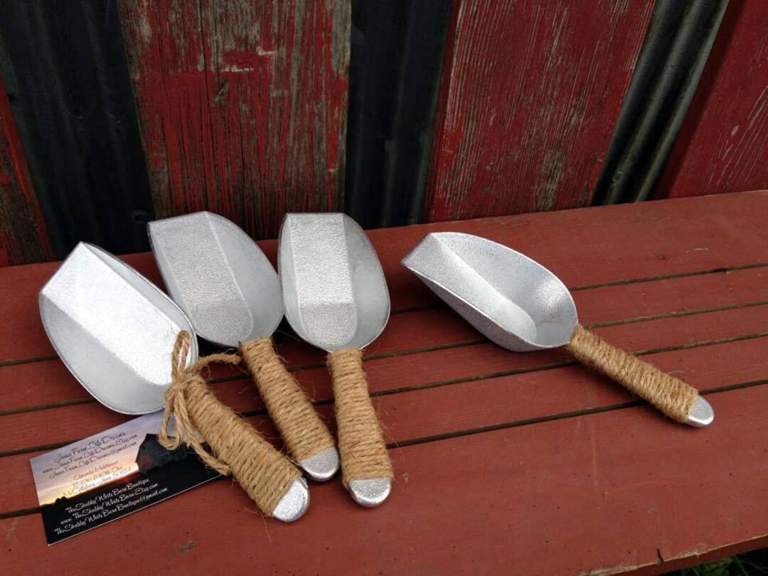 Set of 2- Rustic Candy Scoop Medium Stainless Steel Food Buffet Server ...