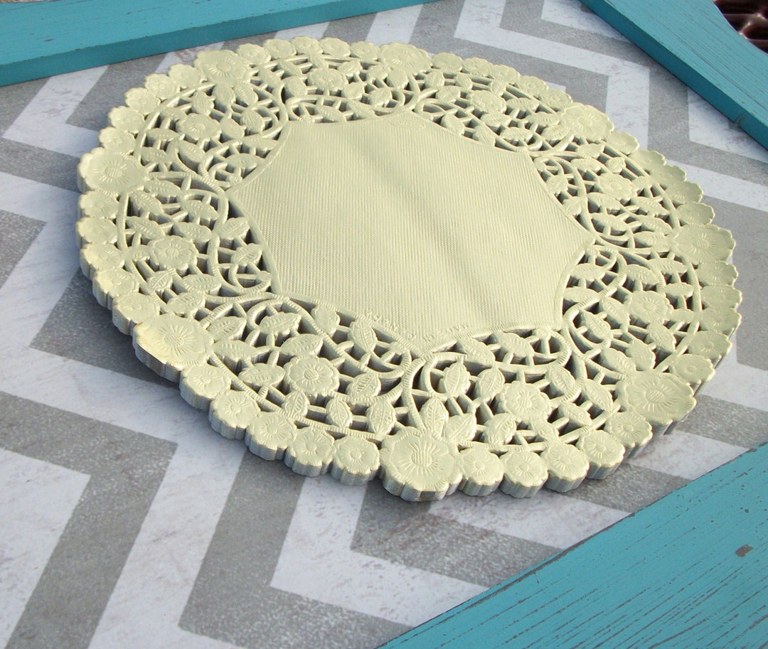 Gold Doily | 10" Inch Gold Lace Foil Doilies | Fancy French Lace Doily ...