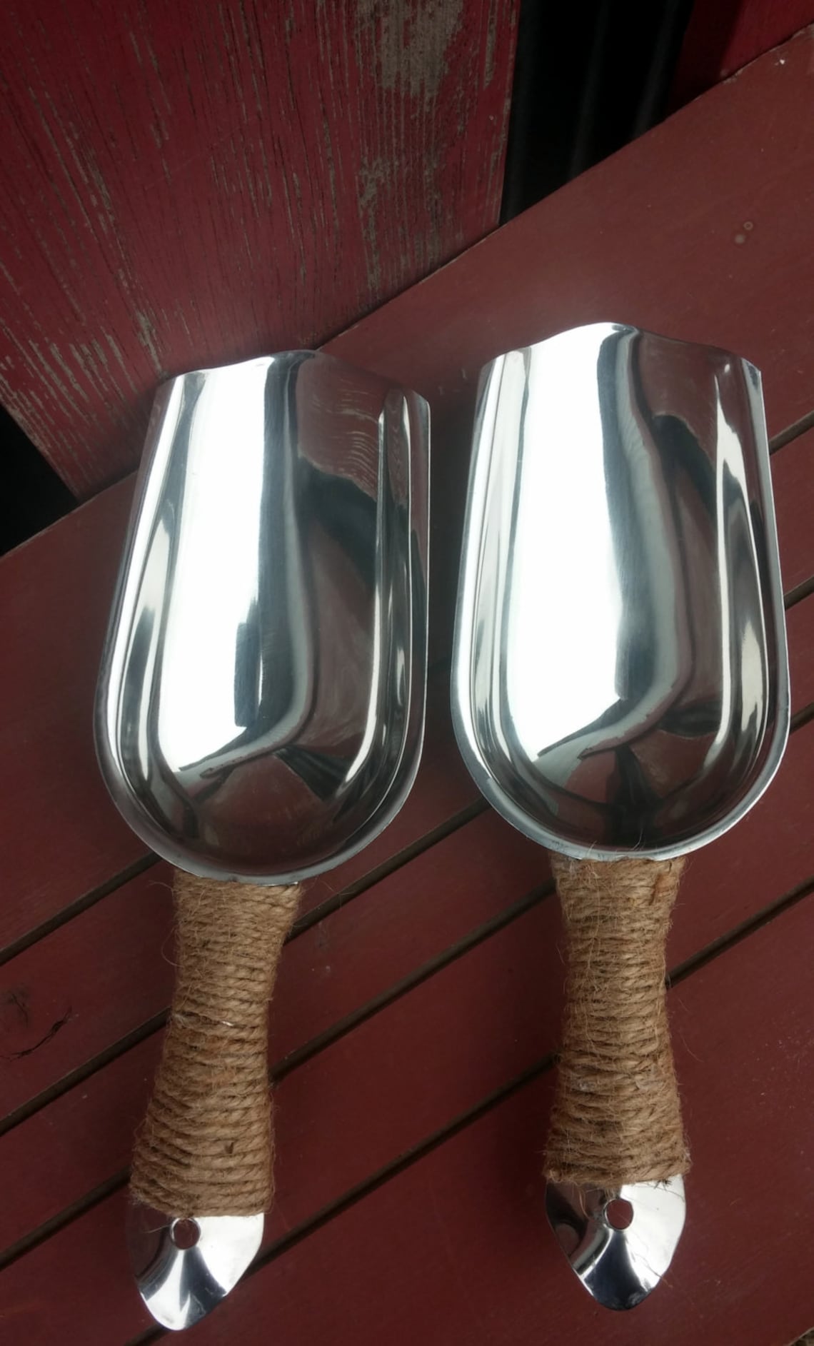 Set of 2- Rustic Candy Scoop Large Stainless Steel Food Buffet Server ...