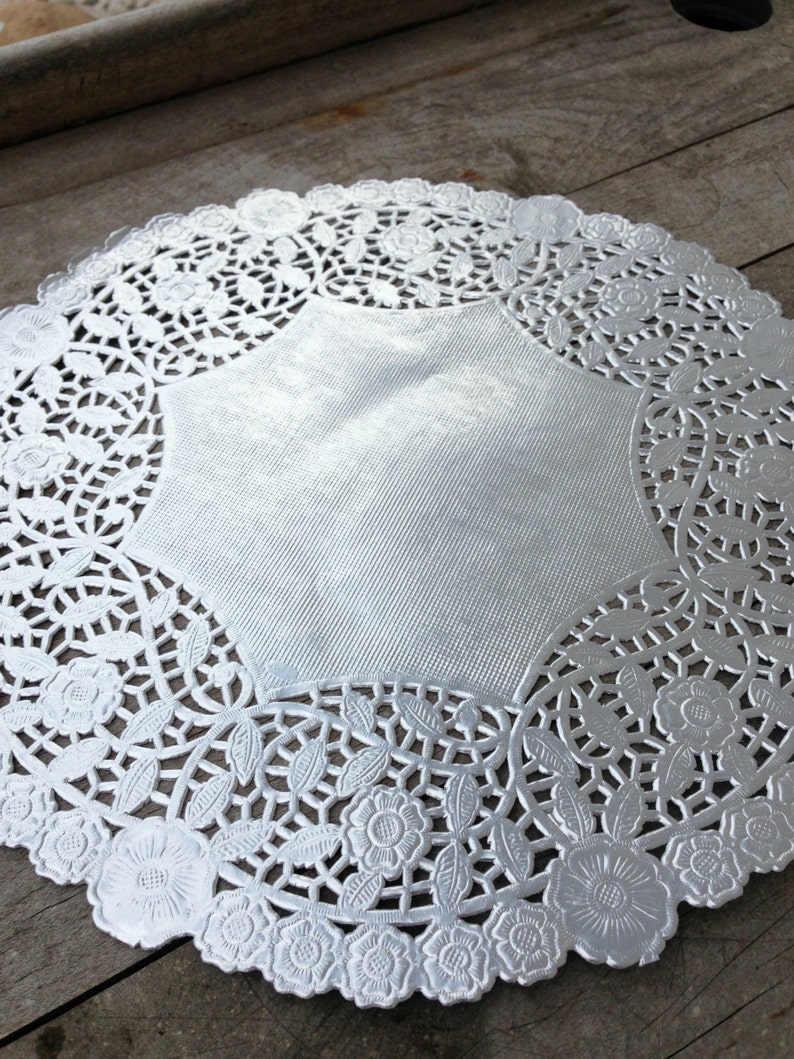 Silver Doily 12 Inch Silver Lace Foil Doilies Fancy | Etsy