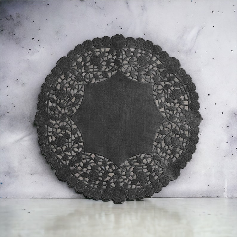 40 - 10" Black Doily | Wedding Charger | Paper Matte Lace Doily | Paper ...