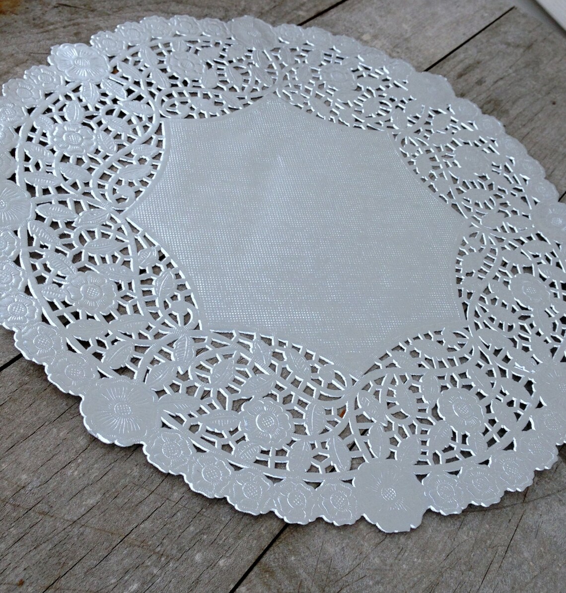 Silver Doily | 12" Inch Silver Lace Foil Doilies | Fancy French Lace ...