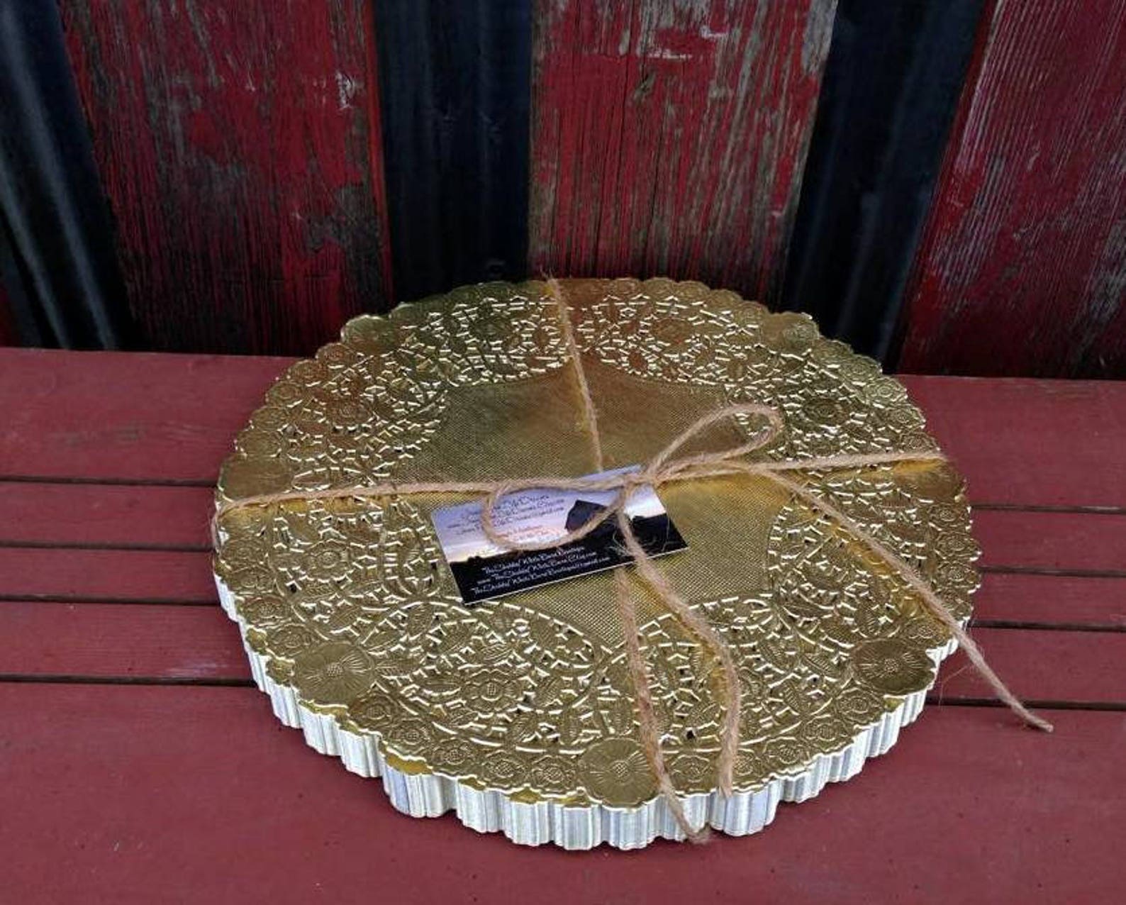 100 Gold Doily | 12" Inch Gold Lace Foil Doilies | Fancy French Lace ...