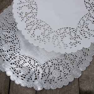 Sample of 1 Silver Doily | 12" Inch Silver Lace Foil Doilies | Fancy ...