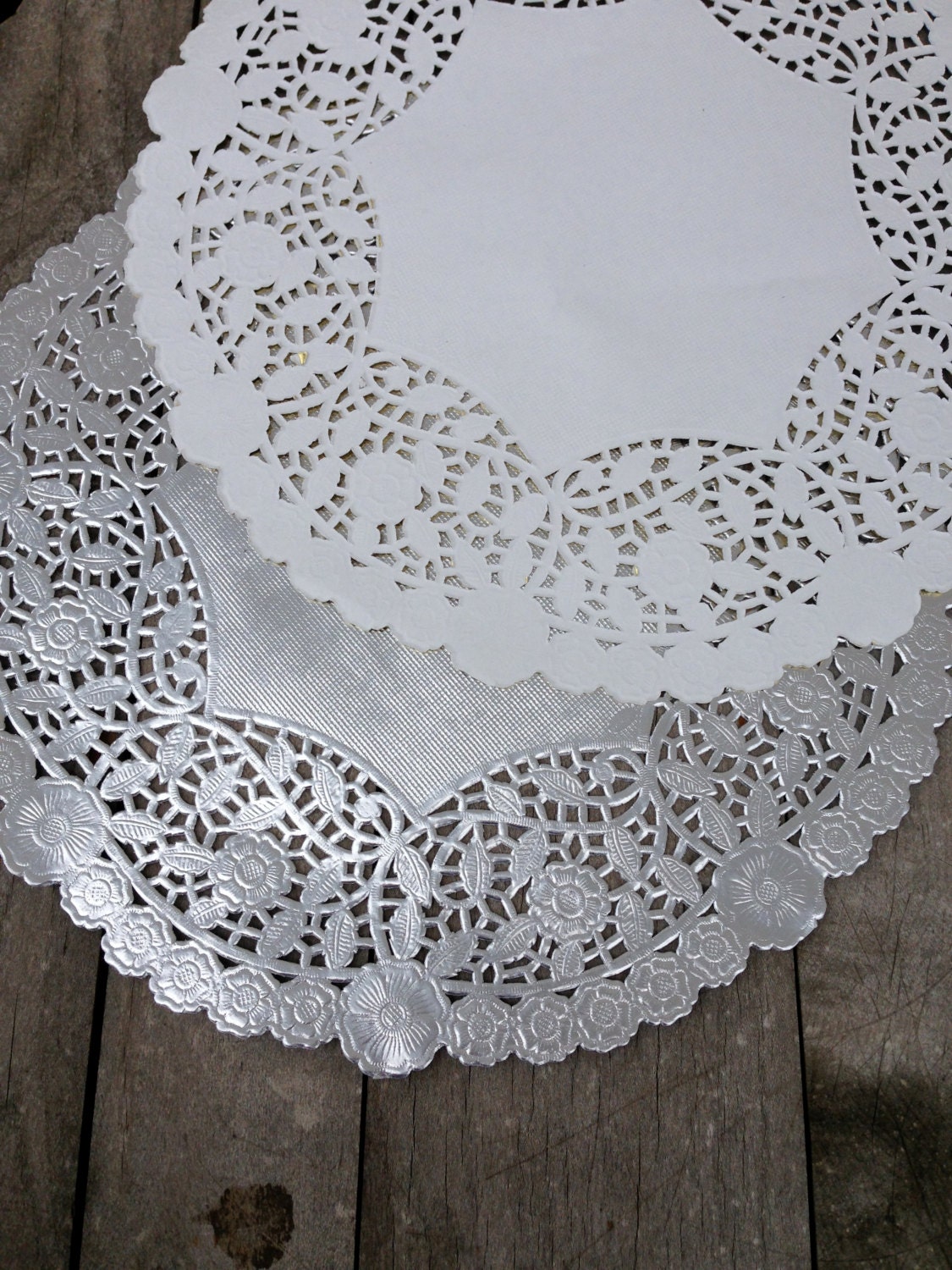 Sample of 1 Silver Doily | 12" Inch Silver Lace Foil Doilies | Fancy ...