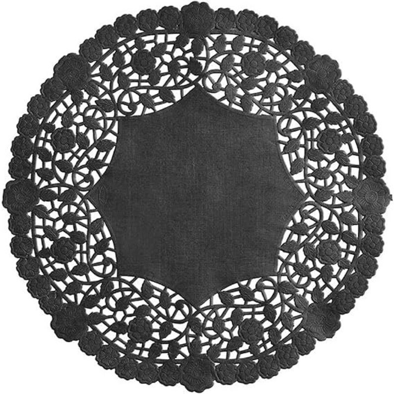 40 - 10" Black Doily | Wedding Charger | Paper Matte Lace Doily | Paper ...