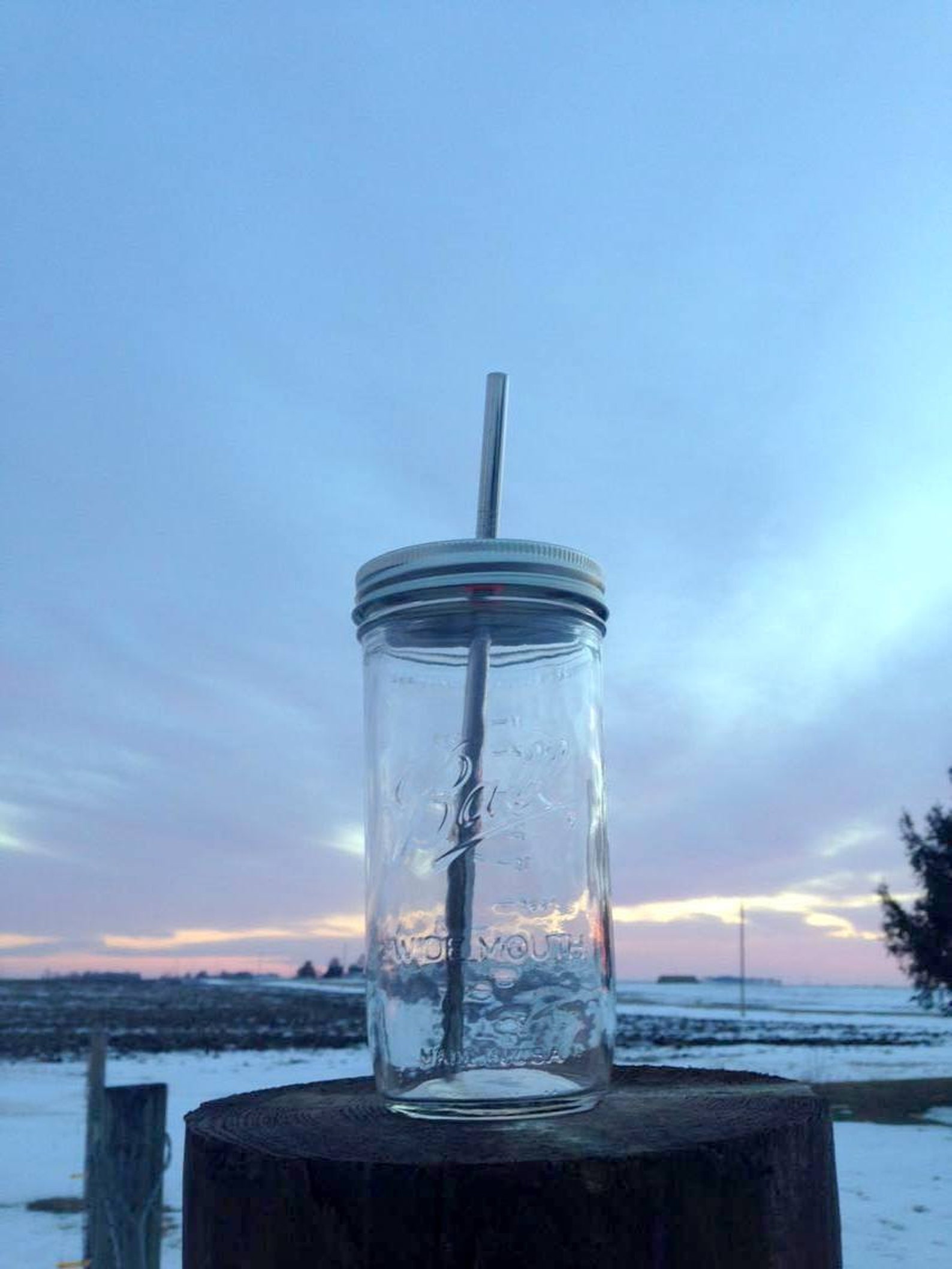 24 Oz Mason Drinking Jar & Stainless Steel Straw to Go 24 Oz Wide Mouth ...