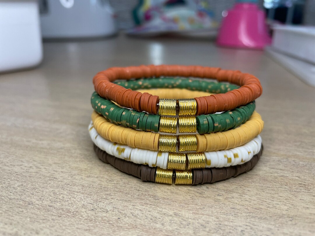 Earthy Colored Bracelets Beaded Bracelet Sackable Bracelet Heishi Bead ...