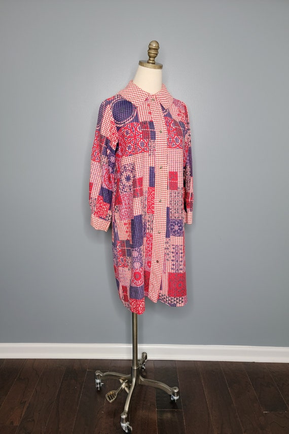 1960s Lounge Craft Red White and Blue Duster Dress - Gem