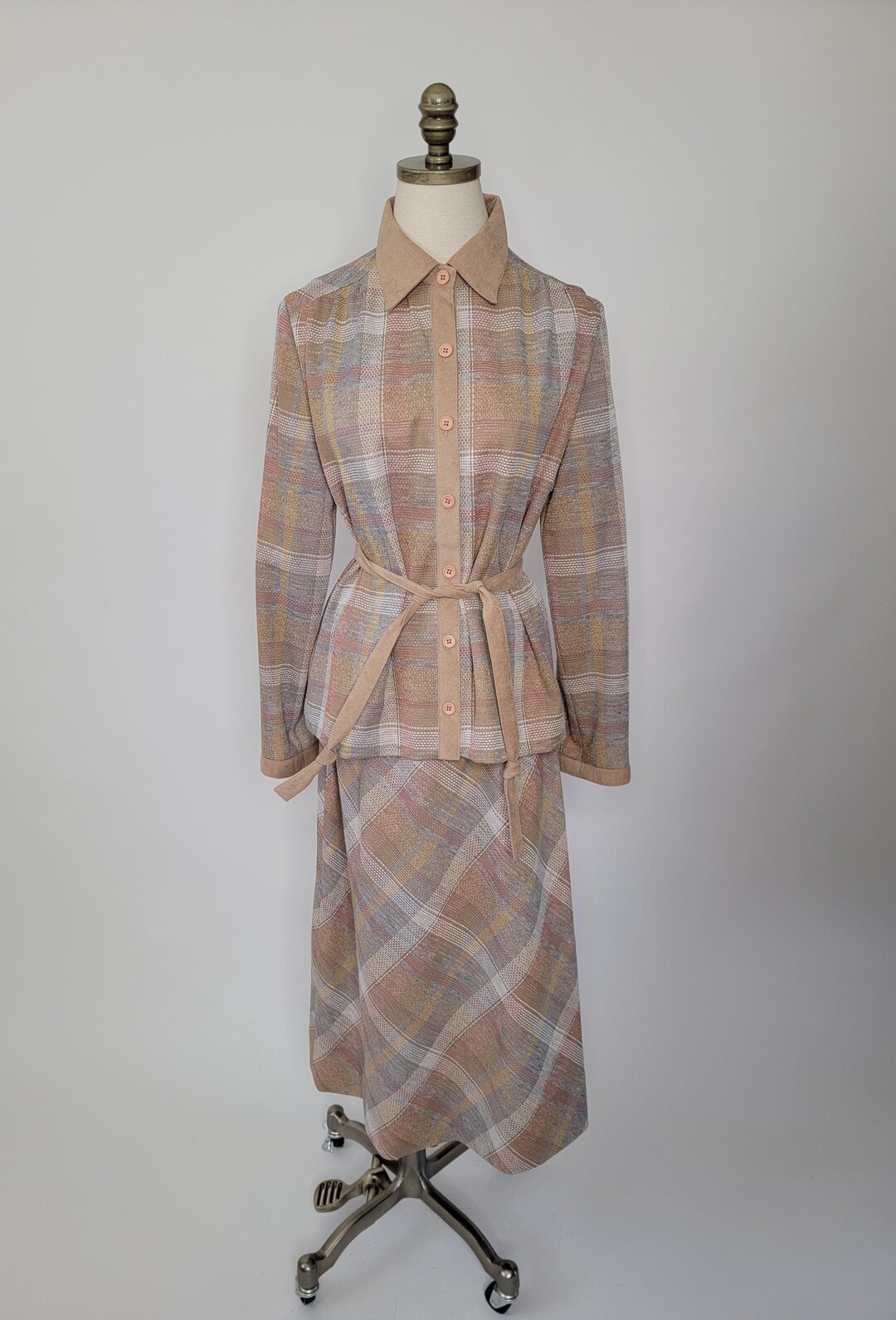 1970s Plaid Suit Set Blouse and Skirt Henry Lee - Etsy