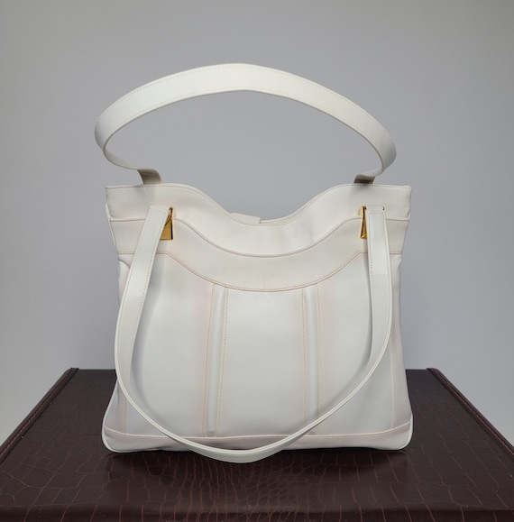 1960s/1970s Lou Taylor White Leather Shoulder Bag - Gem