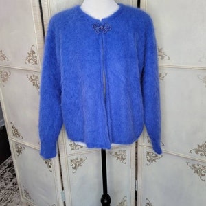 80s Venesha Angora Sweater Jacket Sapphire Blue Deadstock - Etsy